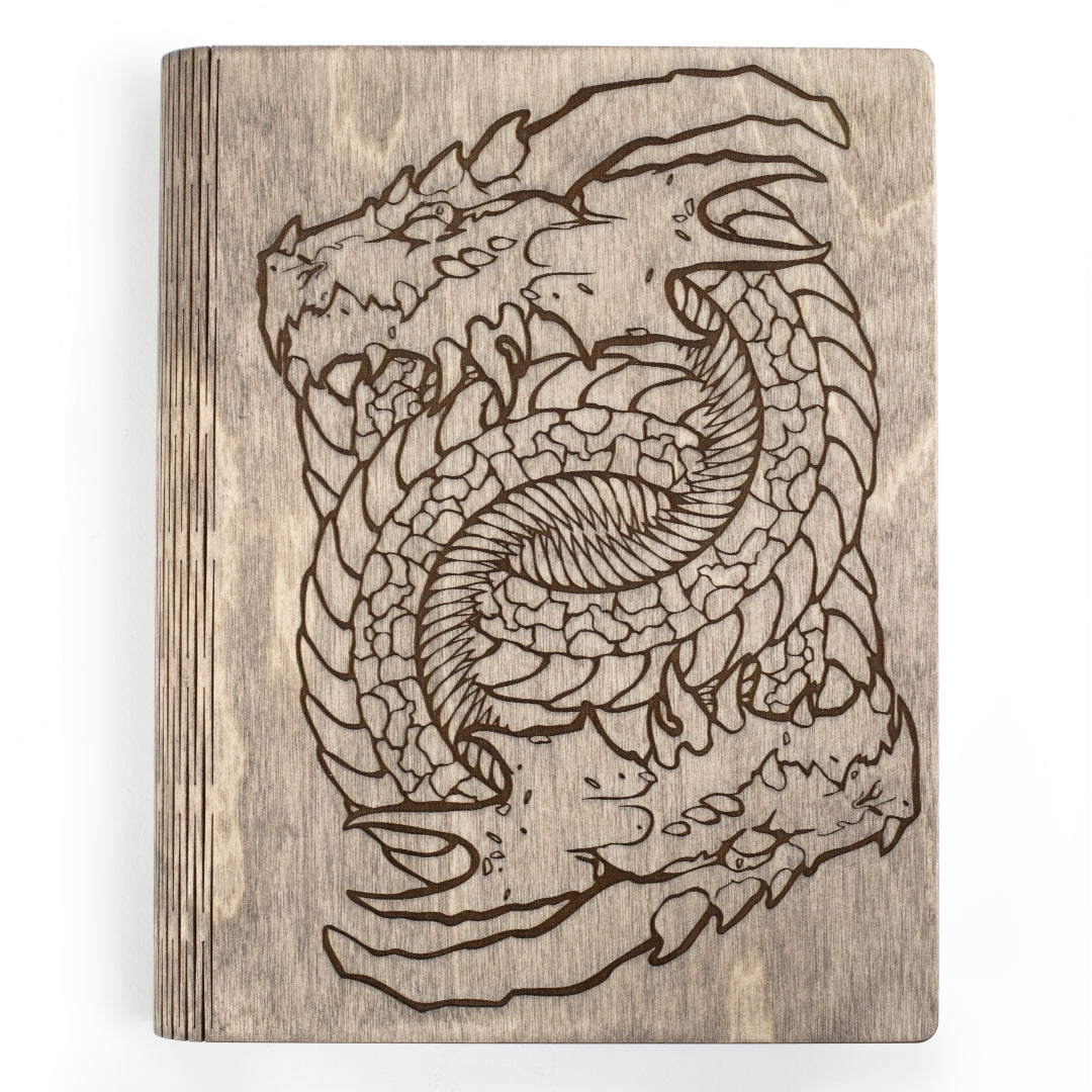 Wooden RPG Notebook with 80 Refillable Pages - Dragon – Smonex.com